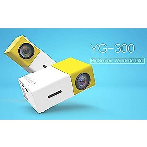 Cuifati Mini Projector,Mini Stylish Home Theater Portable LED Projector HD HDMI Projector,for Outdoor&Indoor,US Plug,White &Yellow