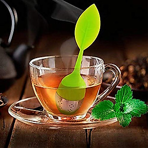 Bekith Tea Infuser - Set of 7 Silicone Handle Stainless Steel Strainer Drip Tray Included - Loose Tea Steeper - Best Tea Infuser for Loose Leaf or Herbal Tea