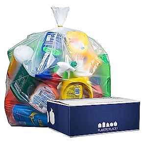 Plasticplace 55-60 gallon Trash Bags │ 1.5 Mil │ Clear Heavy Duty Garbage Can Liners │ 38” x 58” (50Count)