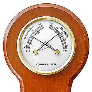 Ambient Weather BA212 Wall Mounted Weather Station with Thermometer, Hygrometer, and Barometer - Cherry Finish