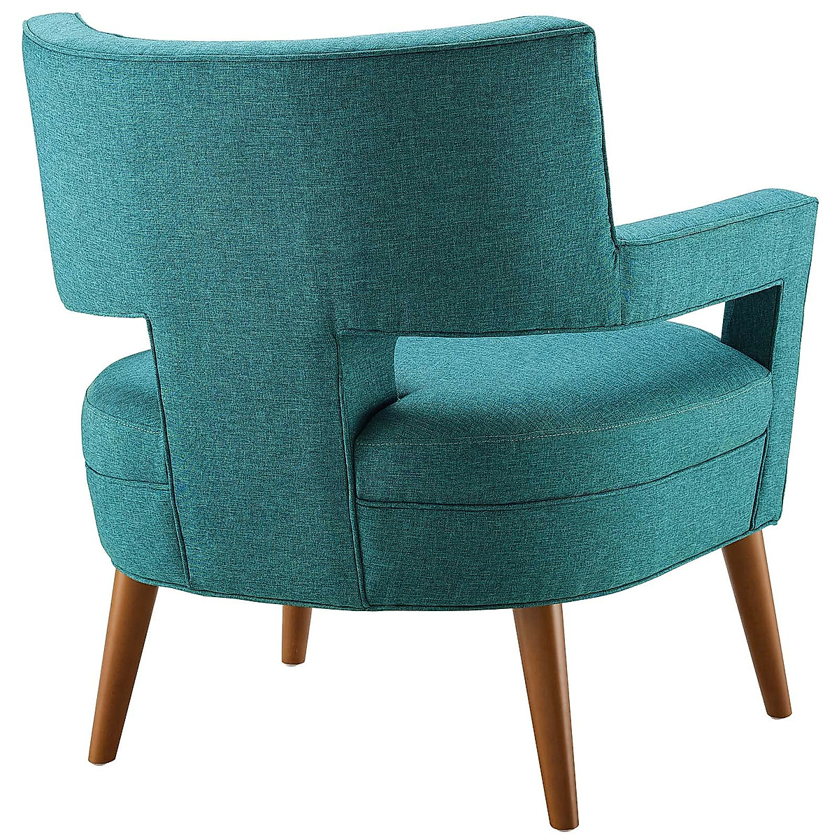 Modway Sheer Upholstered Fabric Mid-Century Modern Accent Lounge Arm Chair in Teal