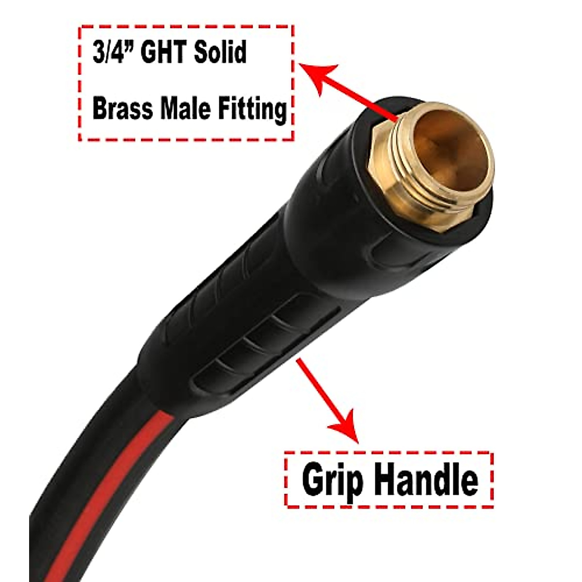 EADUTY Hybrid Garden Hose 5/8 IN. x 25 FT, Heavy Duty, Lightweight, Flexible with Swivel Grip Handle and Solid Brass Fittings, Gray+Red