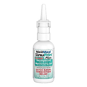 NeilMed SinuFrin Plus Decongestant 12 Hour Nasal Congestion Moisturizing Gel with Sodium Hyaluronate & Aloe Vera - 30mL Bonus Pack