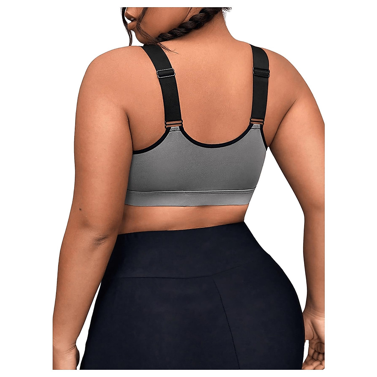 COZYEASE Women's Plus Size Sports Bra High Impact Gym Padded Sports Bra for Women Grey 2XL