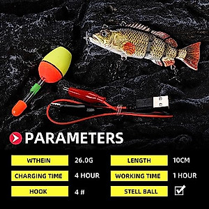 Robotic Swimming Fishing Electric Lures 5.12" USB Rechargeable LED Light Wobbler Multi Jointed Swimbaits Hard Lures Fishing Tackle (Common Shad1(Upgrade 2023))
