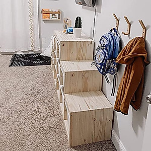 LOEQIAN 8 Pack Wooden Hooks for Hanging Coats, Natural Wood Coat Hooks Wall Mounted, Heavy Duty Wooden Towel Hooks, Single Hook Hat Rack for Clothes Hat Hanger Towel Rack Key Bag