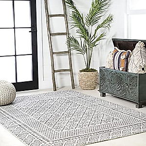 JONATHAN Y MOH107A-5 Athens Modern Geometric Boho Rug Indoor Area-Rug, Moroccan, Farmhouse, Southwestern Easy-Cleaning,Bedroom,Kitchen,Living Room,Non Shedding, Gray/Cream, 5 X 8