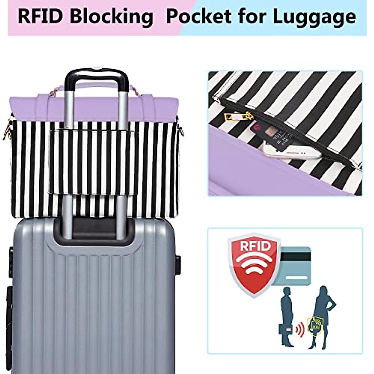 15.6 inch Laptop Tote Bag, Cute Computer Sleeve Case Briefcase with RFID Pocket for Women Teacher Nurse, Lightweight Messenger Carrying Shoulder Handbag, Sister Gift for Office Work Business, Purple