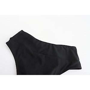 Zohamung Womens Retro High Waisted Bikini Bottoms Brazilian Cheeky High Cut Tankini Briefs Gray Black