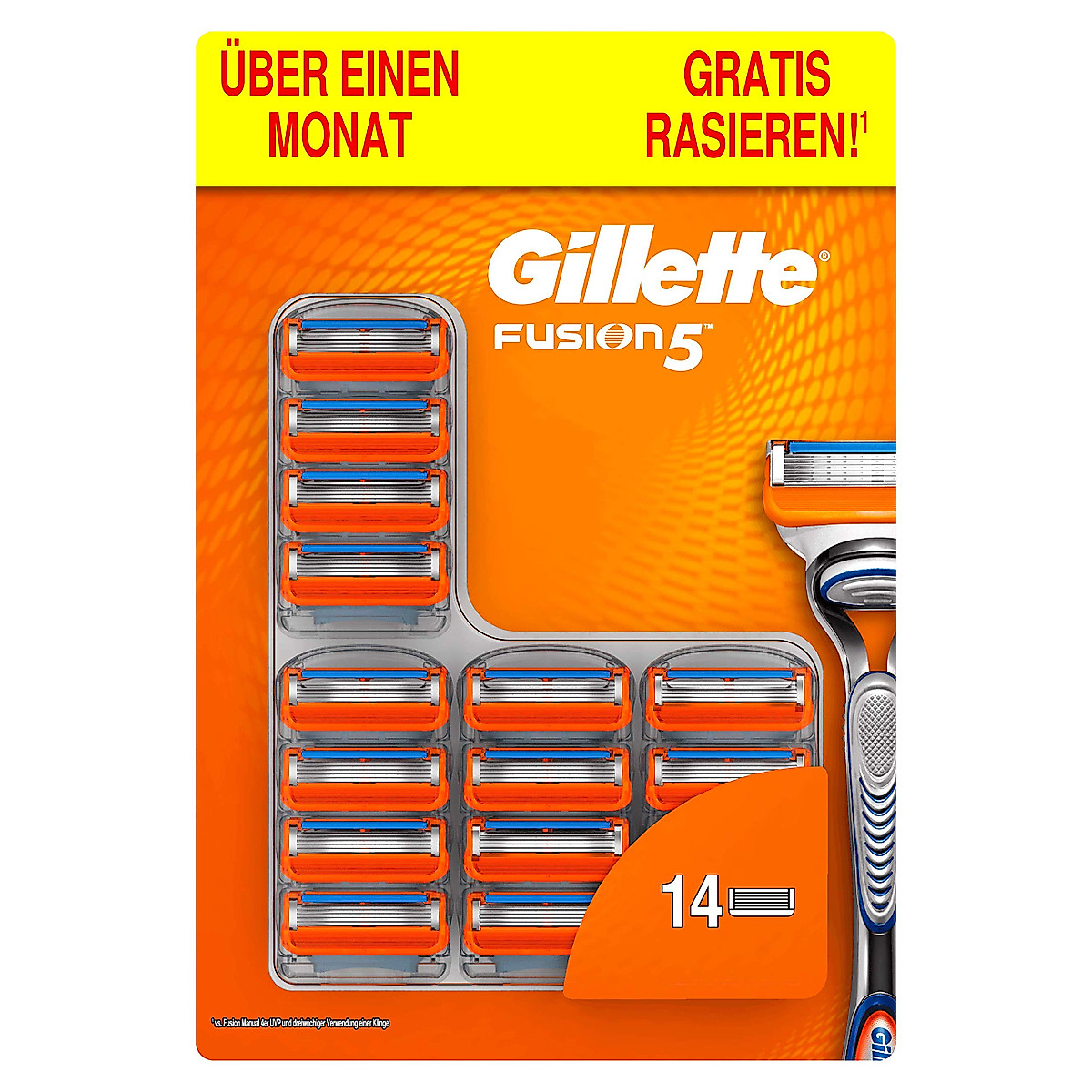 Gillette Fusion 5 Razor Blades with Trimmer Blade for Precision and Anti-Slip Coating, 14 Replacement Blades