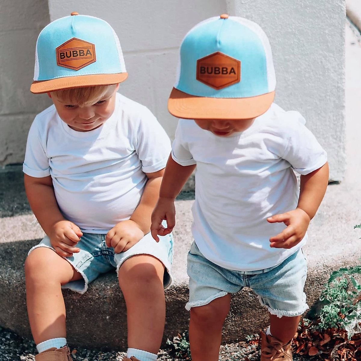 Knuckleheads Little Threads Toddler Boy Outfit/Snap Back/Baseball Hat - Baby Bubba Trucker Cap - Infant Newborn Youth Flat Brim Patch Sun Hat (M 2-5 Years, Bubba Blue)