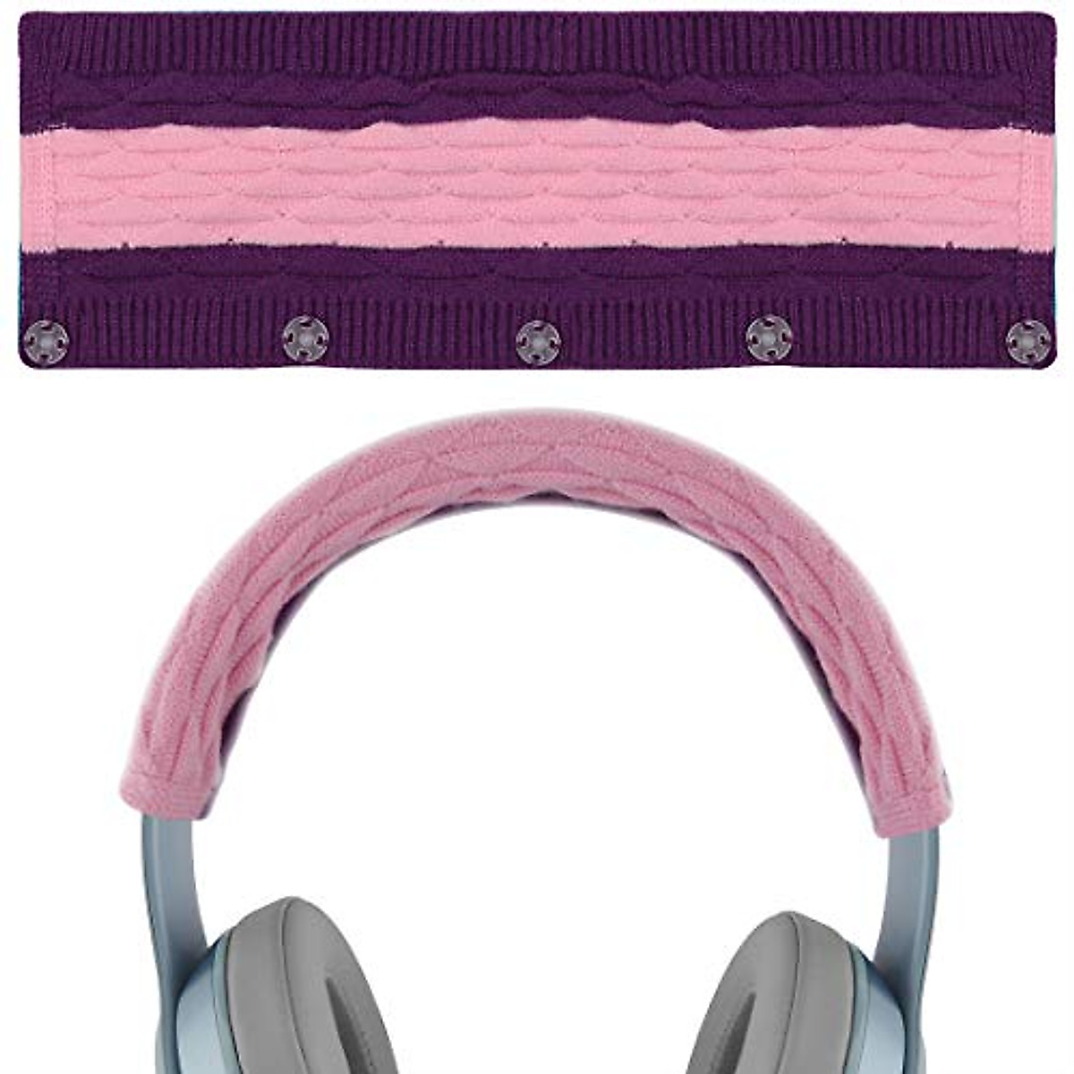 Geekria Knit Fabric Headband Cover Compatible with Audio-Technica, Beats, Bose, AKG, Sennheiser, Skullcandy, Sony Headphones/Headband Cushion Pad Protector, Easy DIY Installation (Pop Violet)