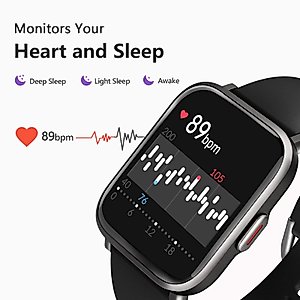 KALINCO Fitness Tracker with Heart Rate Monitor, Activity Tracker with Pedometer, Sleep Tracking, Calorie & Step Counter Watch, Call & Message Alert for Men Women