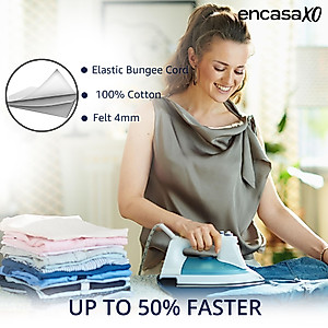 Encasa Homes Replacement Ironing Board Cover with Extra Thick Pad, Plain Colors, Elasticated, (Fits Standard X-Large Boards of 57"x22") Heat Reflective, Scorch Resistant, Heavy Duty - Grey