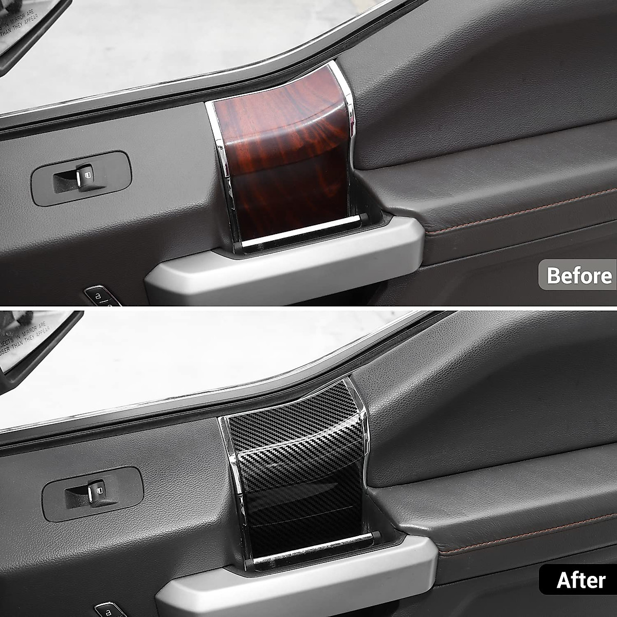 Hoolcar Interior Door Handle Panel Trim ABS Cover Accessories for 2015-2020 Ford F150, Carbon Fiber