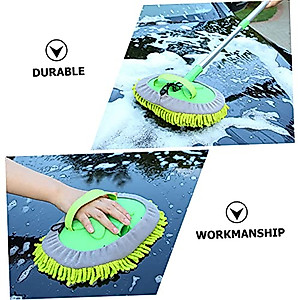 KALLORY Telescopic Car Wash Mop Cleaning Mops Floor Cleaner Mop Floor Mops Home Telescopic Mop Chenille Cleaning Mop Retractable Mop Handle Green Household Aluminum Alloy Sponge Mop