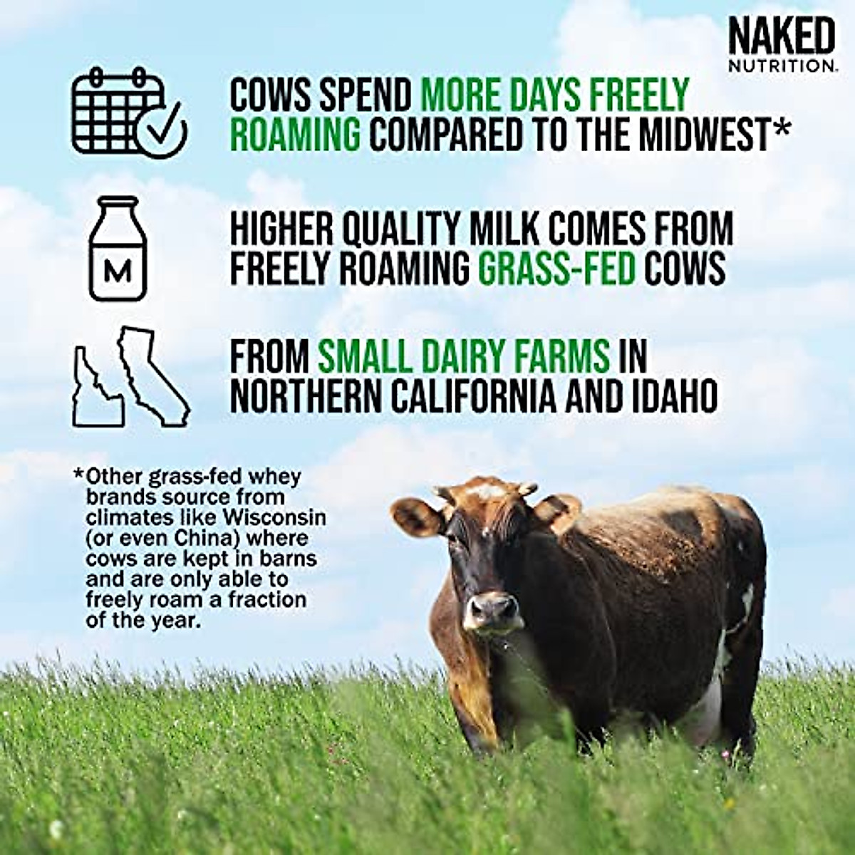 Naked Whey Vanilla Protein – All Natural Grass Fed Whey Protein Powder + Vanilla + Coconut Sugar- 5lb Bulk, GMO-Free, Soy Free, Gluten Free. Aid Muscle Recovery - 61 Servings