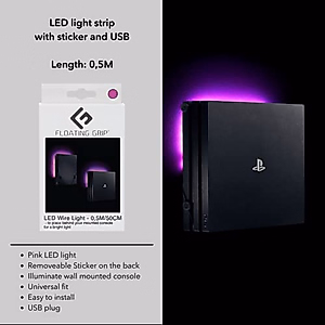 1 feet/0.5M Light Strip by FLOATING GRIP - LED Light Strip with USB Plug and Removeable Sticker on The Back. (Pink)