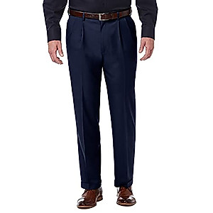 Haggar Mens Premium Comfort Classic Fit Pleat Front Reg. And Big & Tall Sizes Dress Pants, Blue, 40W X 30L US