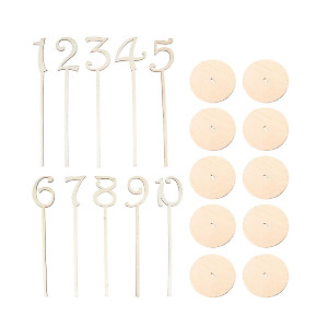 DOITOOL 10Pcs Wood Table Numbers for Wedding Reception 1-10 Wedding Table Seat Number with Holder Base 13.7 inch Tall Wooden Table Numbers for Wedding Party Event Catering