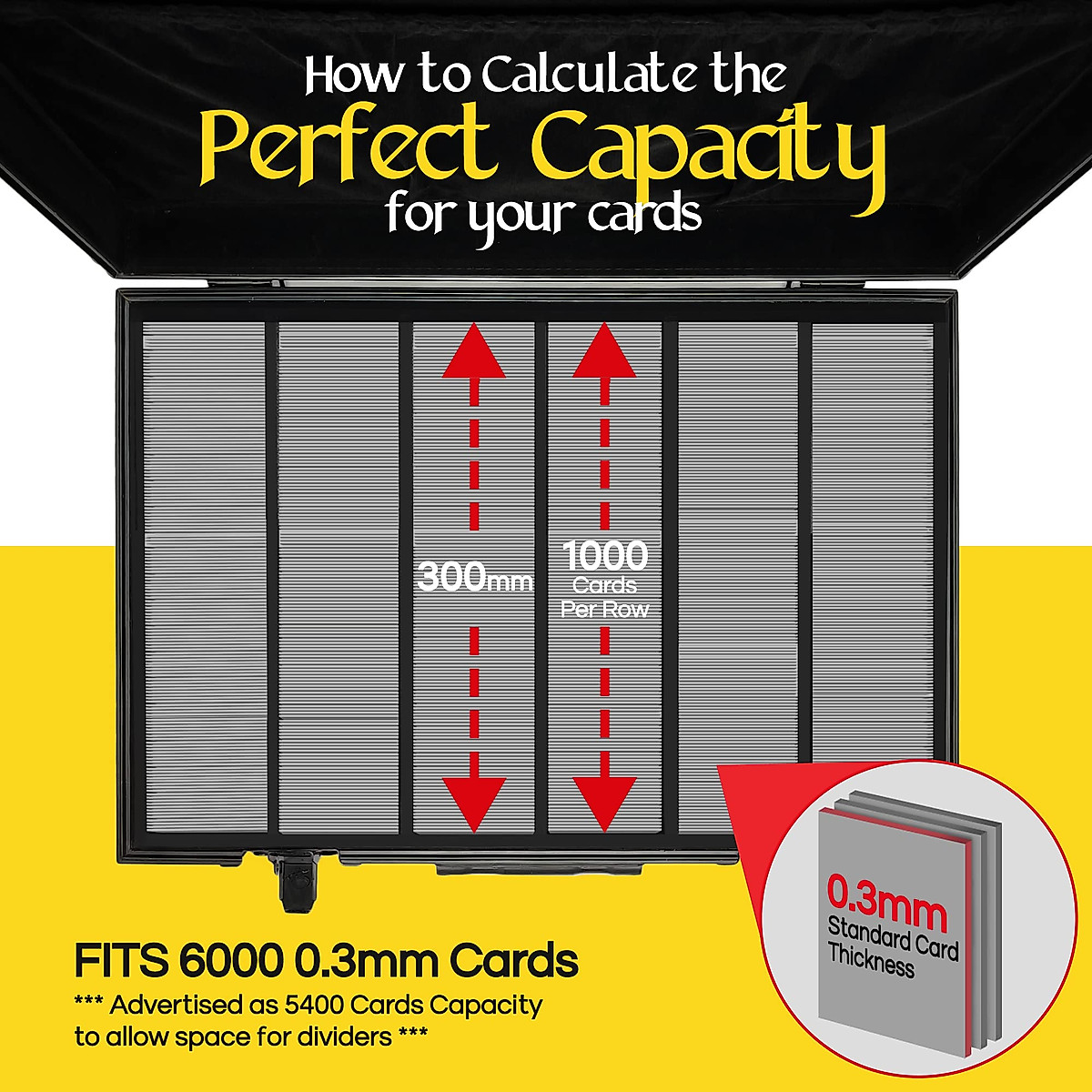 Game Card Storage Case (KingMega Edition) | Compatible with Magic The Gathering, MTG, Cards Against Humanity, All Standard TGC Trading Card Games | Includes 8 Dividers | Fits 5400+ Unsleeved Cards