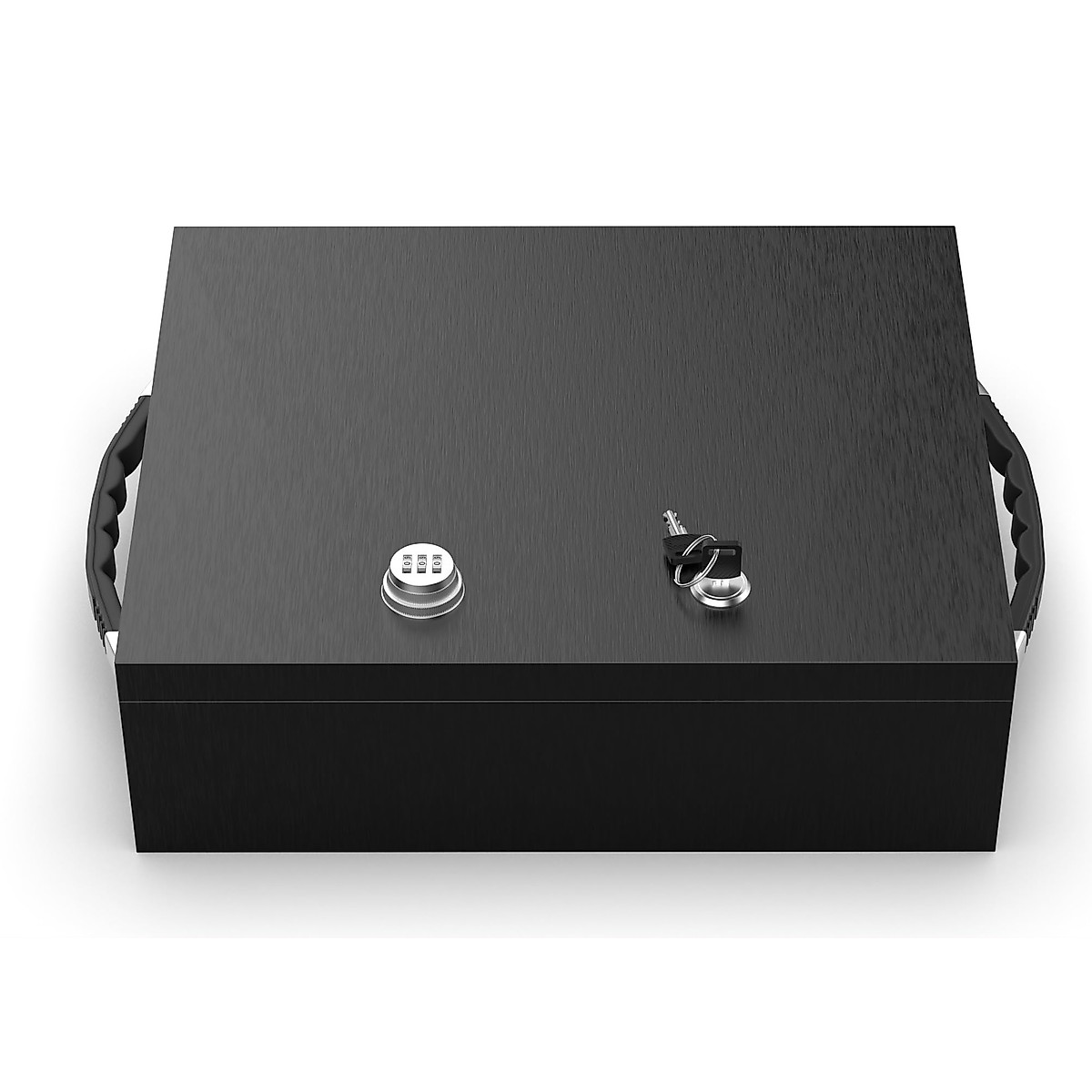 Fire Retardant Strong Box, Dual Combination and Key Lock Security Chest, Fire Resistant Steel Lock Box to Safeguard Vital Documents, Medicine, Money, 0.24 Cubic Feet, 12" x 10" x 3.5" Interior, Black