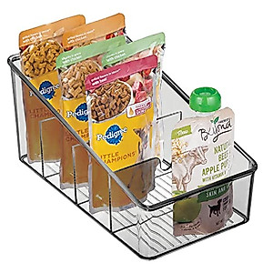 mDesign Plastic Food Packet Organizer Bin - Storage Station for Kitchen, Pantry - Holder for Spice Pouch, Dressing Mix, Sauce, Hot Chocolate, Tea, Sugar Packets, Ligne Collection, 2 Pack - Smoke Gray