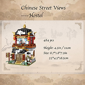 Seyaom Chinese Street View Shop Bricks, Mini DIY Building Blocks Model MOC Construction Toy NOT Compatible with Lego (Hostel)
