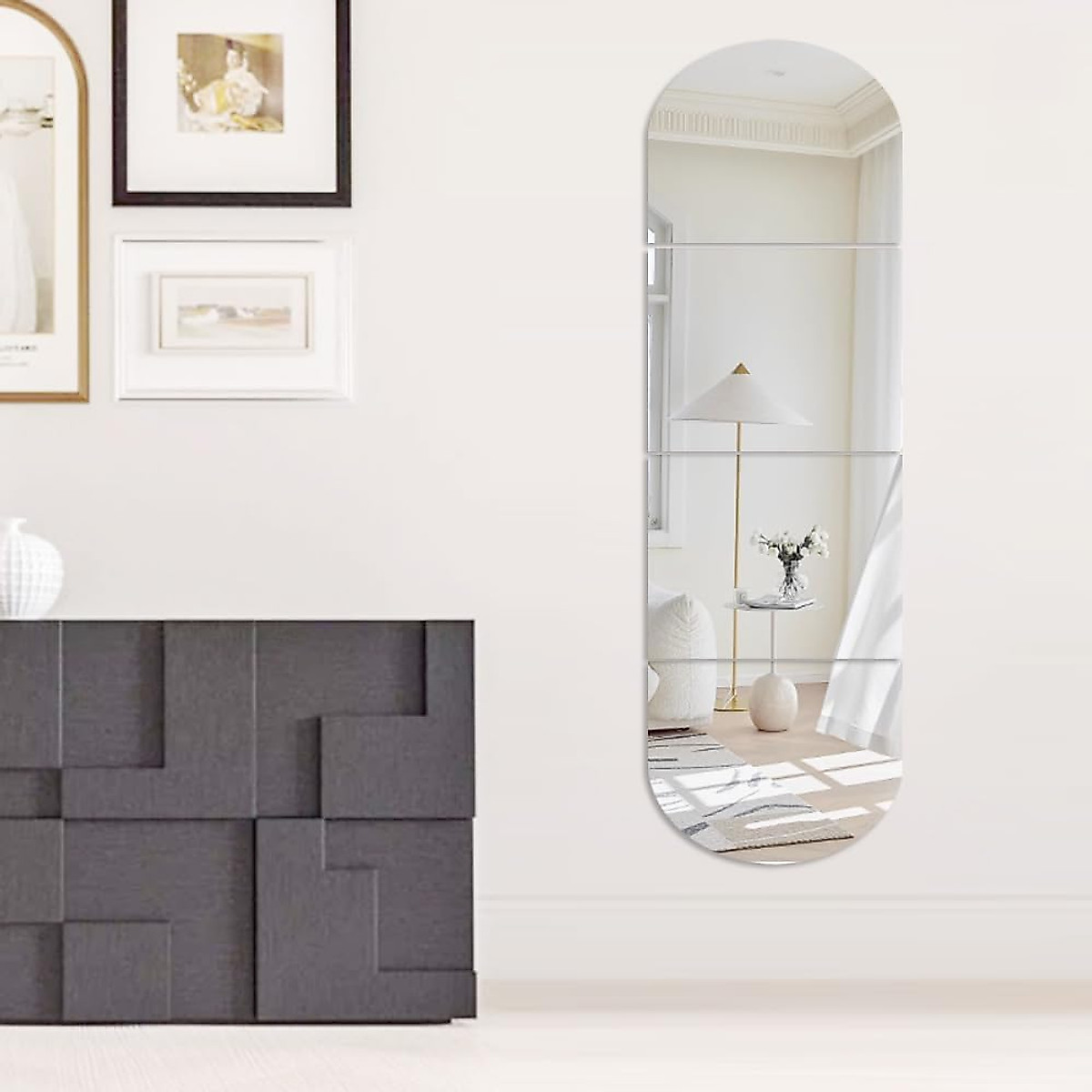 Full Body Length Mirrors for Walls, 15.7x12 4pcs Acrylic Plexiglass Mirror Stickers Wall-Mounted Stick On Frameless Makeup Large Long Mirror Home Workout Gym Hallway Dorm Floor Tile Self Adhesive