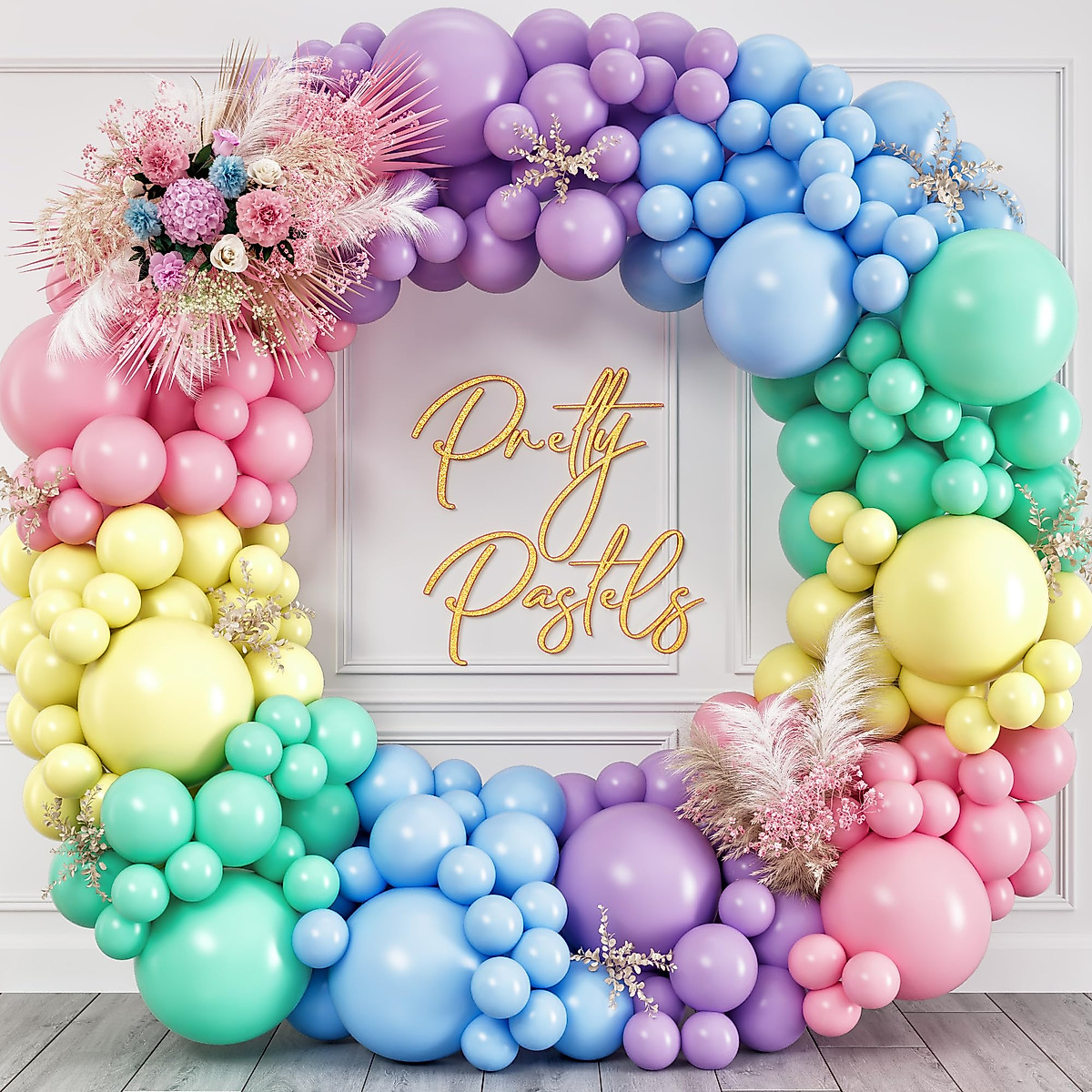 100pcs Pastel Balloon Garland Kit – Pastel Rainbow Balloon Arch – Small and Large Pastel Balloons for Pastel Birthday Decorations – Unicorn, Spring, Macaron, Easter, Donut & Ice Cream Party Balloons