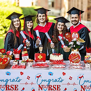 168 Pcs Nurse Graduation Party Decorations, Doctor Nurse Medical Birthday Party Tableware Set 24 Guests Dinner Dessert Plates Cups Napkins for Doctors Day Nursing School Office Party Supplies (Red)