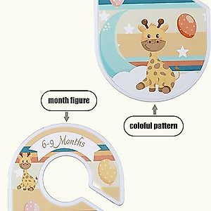SAVITA 8pcs Baby Clothes Dividers, Nursery Closet Dividers Cute Animals Baby Closet Size Dividers from Newborn to 24 Months Nursery Closet Hanger for Infant Wardrobe