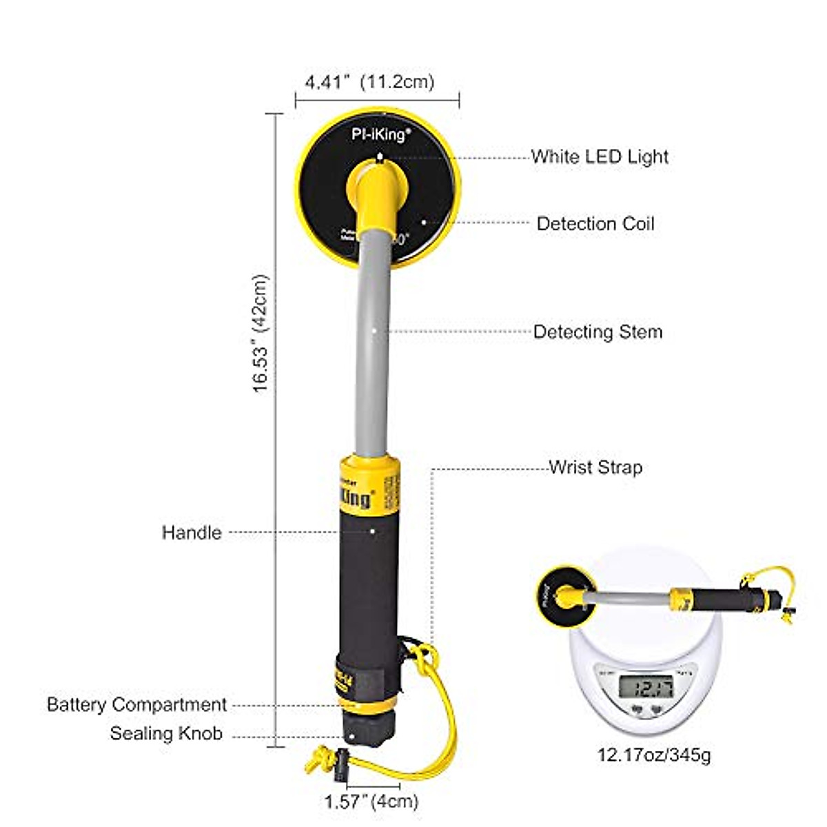 wedigout Metal Detector 100Feet Underwater Fully Waterproof Pin Pointer Handheld Pulse Induction Targeting with Vibration LED