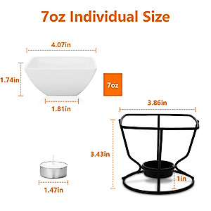 Luvan 7oz Butter Warmers for Seafood with 20 Tealight,4Pcs Ceramic Butter Warmers Set for Chocolate Butter Cheese,Ceramic Bowl Oven Microware Dishwasher Safe,Perfect for family dip Fruit,Dessert,Snack