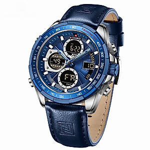 AIMES Men Military Digital Watches Stylish Casual Analog Quartz Waterproof Watch Sport Multifunction Leather Wristwatch Business Dress Wrist Watch for Men