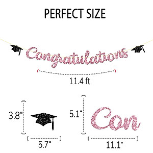 Congratulations Banner, High School/College Graduation Party Decoration, Congrats Grad Sign, Finally Done, Happy Graduation Party Bunting Decor for Boys Girls, Pink Glitter