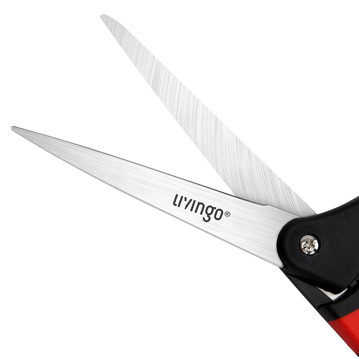 LIVINGO 10" Spring Action Fabric Scissors, Professional Sewing Scissors for Tailor Dressmaker, Spring Loaded Heavy Duty Shears for Fabric Crafting with Comfort Handle, All Purpose (Red/Black)