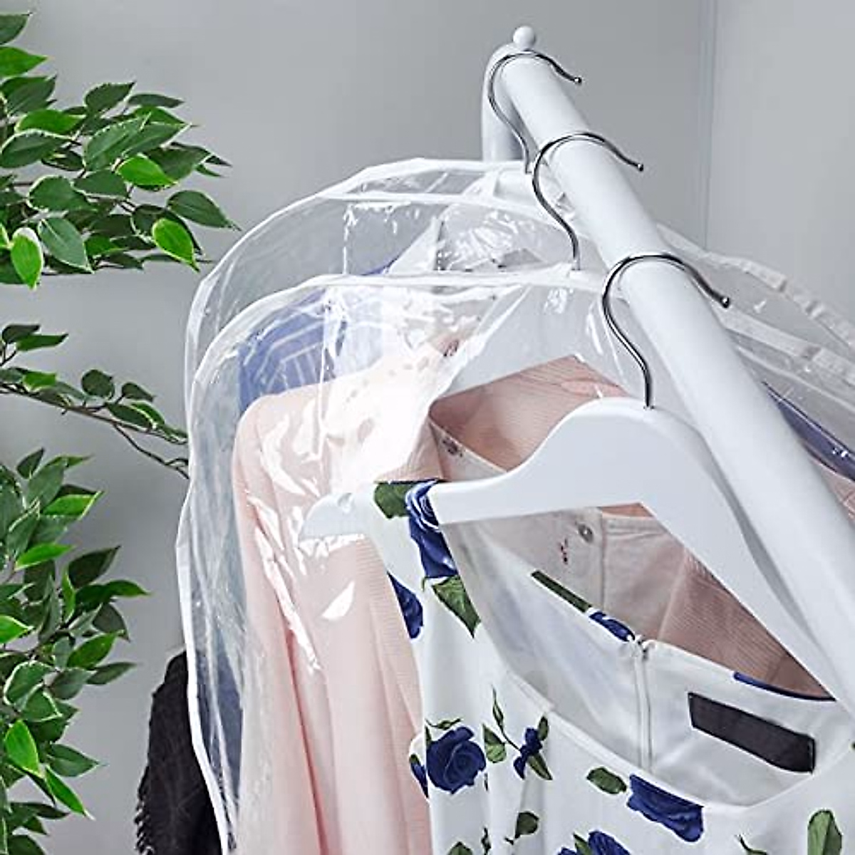 HANGERWORLD Shoulder Covers with Gusset 24" x 21.5" Large Clear Plastic Clothes Protector (5 Pack)