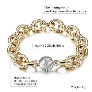 WISTIC 14K Gold Wire Wide Cuban Curb Link Bracelets with CZ for Women Chunky Bracelet Multi-Color Stainless Steel Charm Chain for Men and Adults Fashion Jewerly