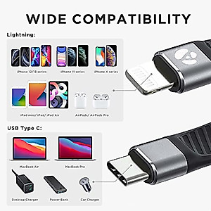 Afterplug USB C to Lightning Cable Short 0.4ft Apple MFi Certified iPhone USB C Cable 30W Fast Charging for iPhone 14/I4 Pro/14 Pro Max/13 12 Pro Max/11/ SE/XR, AirPods, iPad Air Mini, MacBook - Black