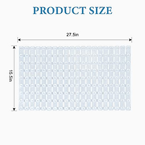 Setsail Bathtub and Shower Mats, Non-Slip Safe Bath Tub Floor Mats with Hundreds of Suction Cups and Grille Drainage Outlet Machine Washable Bath Mat for Bathroom Tub Accessories, Clear