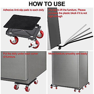 OCGIG 4 Packs Furniture Mover with Wheels, Heavy Duty Furniture Moving Dolly, Furniture Moving Sliders Lifters Tool Set for Refrigerator, Sofa, Cabinet, Maximum Load 3000LBS