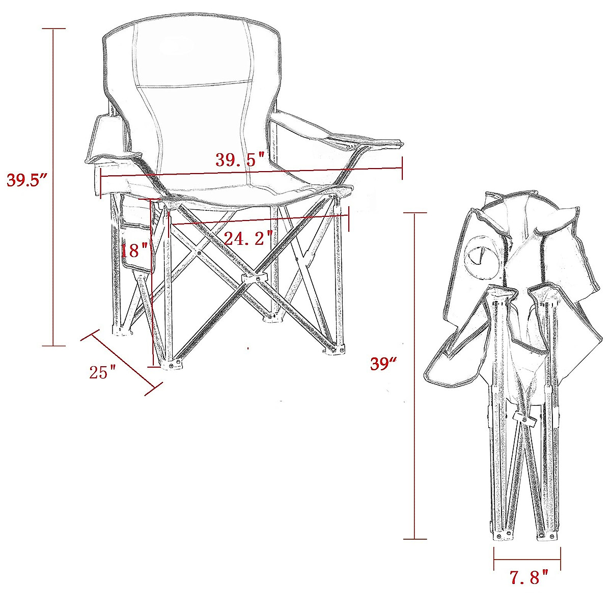 VOYSIGN Mesh Folding Camping Chairs for Adults, Oversized Portable Outdoor Chairs, Weight Capacity 325 lbs with Cup Holder, Storage Pocket, Carry Bag