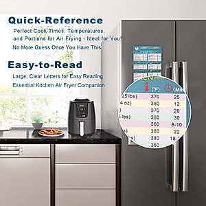Air Fryer Magnetic Cheat Sheet Set, Airfryer Accessory Magnet Cooking Times, Air Fryer Accessories Cookbook Quick Reference Guide for Cooking and Frying, FlyingLeaves