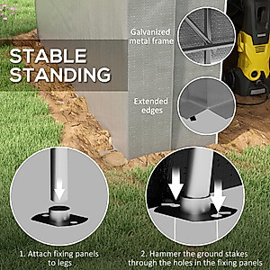 Outsunny 6' x 8' Garden Storage Tent with Galvanized Metal Frame, Waterproof Portable Shed, Heavy Duty Outdoor Shed for Bike, Motorcycle, Garden Tools - Gray
