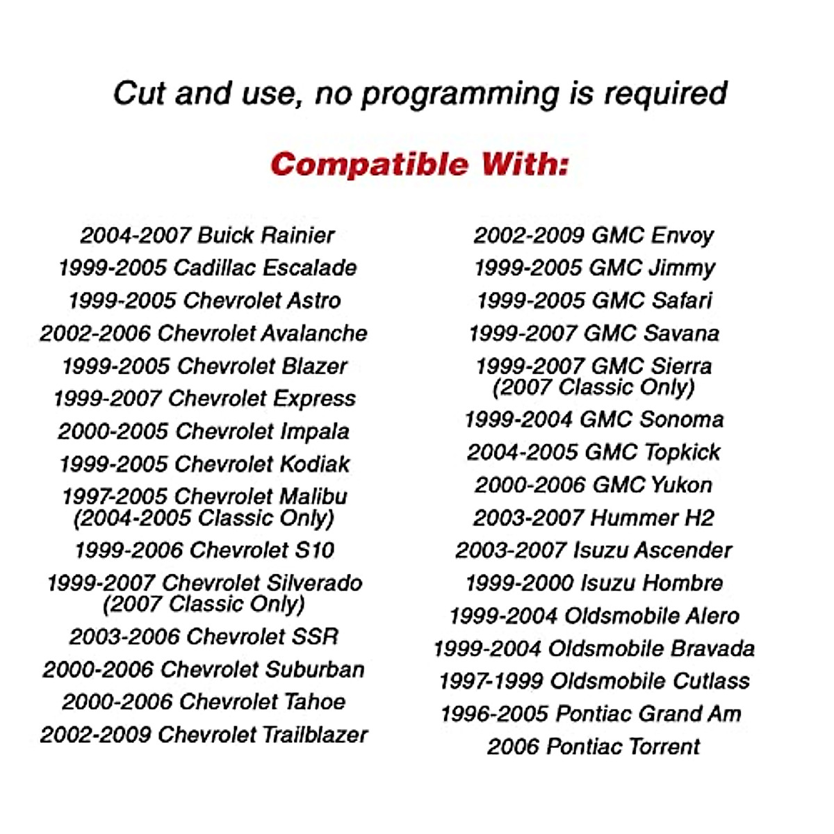 KeylessOption Keyless Entry Remote Car Key Fob Key for Chevy Trailblazer GMC Envoy (Pack of 2)