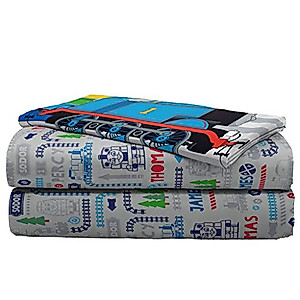 Jay Franco Thomas & Friends Stitch in Time 4 Piece Toddler Bed Set - Includes Comforter & Sheet Set Bedding - Super Soft Fade Resistant Microfiber (Official Mattel Product)