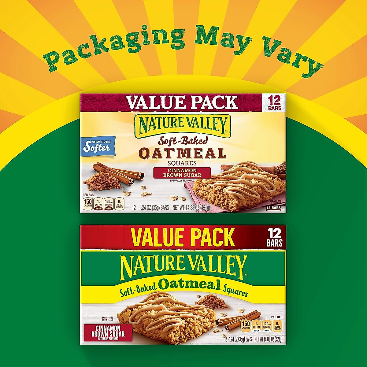 Nature Valley Soft-Baked Oatmeal Squares, Cinnamon Brown Sugar, 12 ct, 14.88 OZ