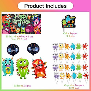 N05280-DXQ-MonsterBash Monster Bash Birthday Party Supplies Decorations Cake Topper Balloons Favors Backdrop Banner Decor
