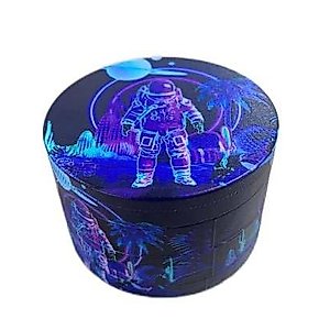 Spice Grinder 2.5 Inch - excellent grinder with zinc alloy holder, alloy color crusher, Cleaning brush for Bay Leaf, Basil, Rosemary, various models, mill rail and handy crank. (Purple Astronaut)